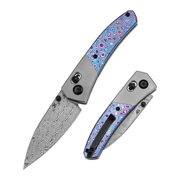 Kansept Dako - Damascus Blade - Titanium - Timascus – Orbital Knives